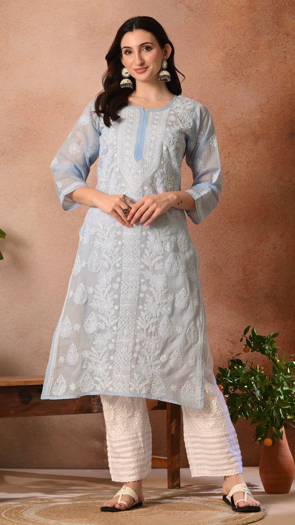Lucknowi Chikankari Kurti Cotton – Chikirpolo