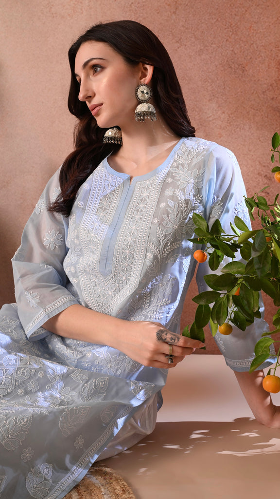 Lucknowi Chikankari Kurti Cotton – Chikirpolo